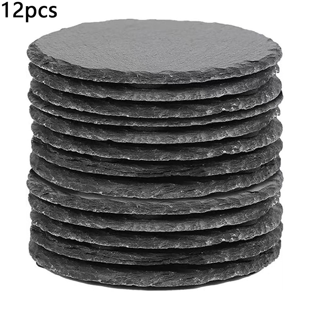 Mosiee Square Slate Coasters 4 Inch Diameter Set Of 12 For Any Occasion ...