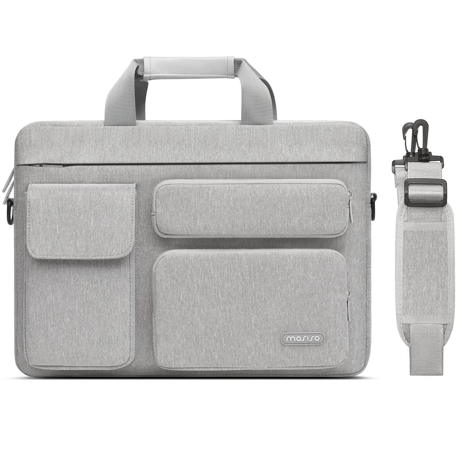 Mosiso 15 16 inch Laptop Shoulder Bag with 2 Raised&Handle&Belt ...