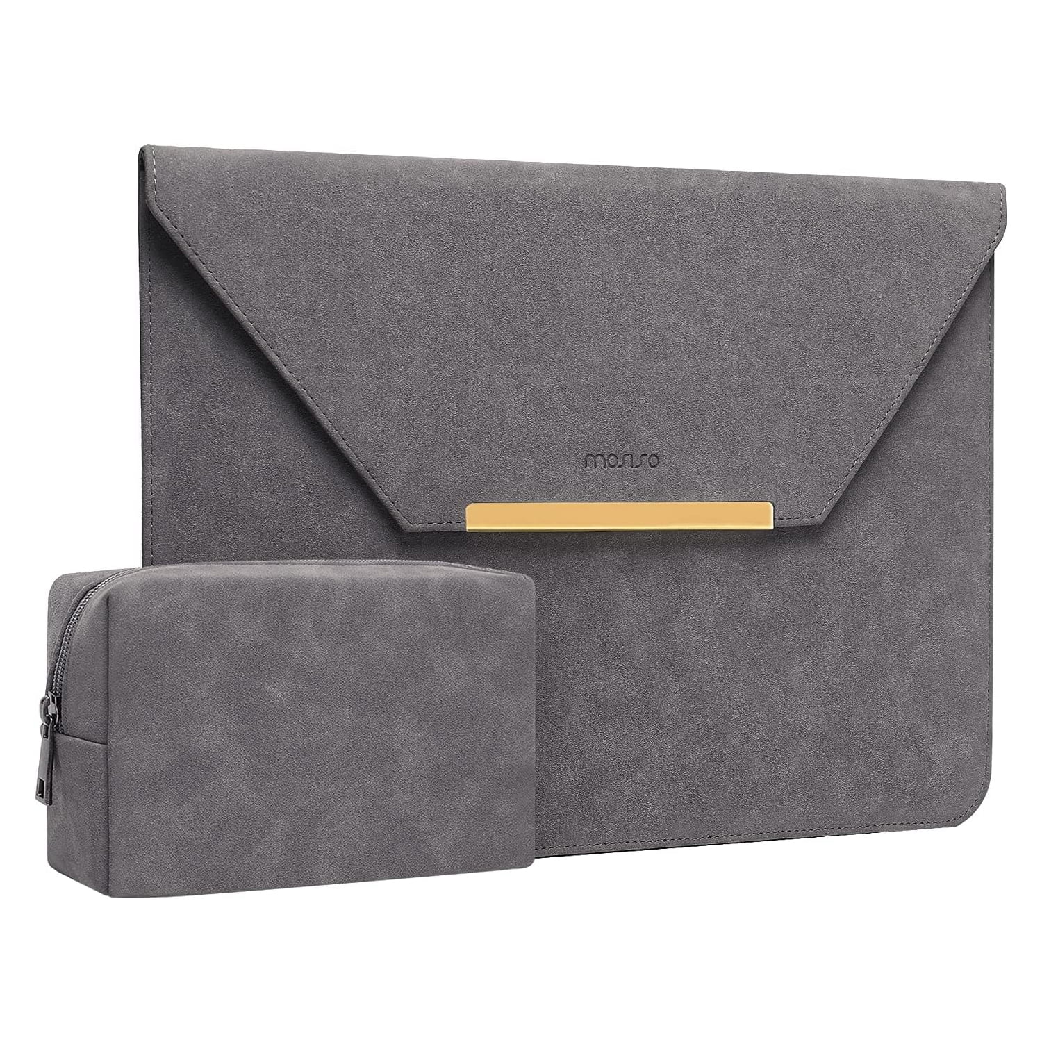 Mosiso Laptop Sleeve Bag PU Leather Flap Notebook Case with Small Bag ...