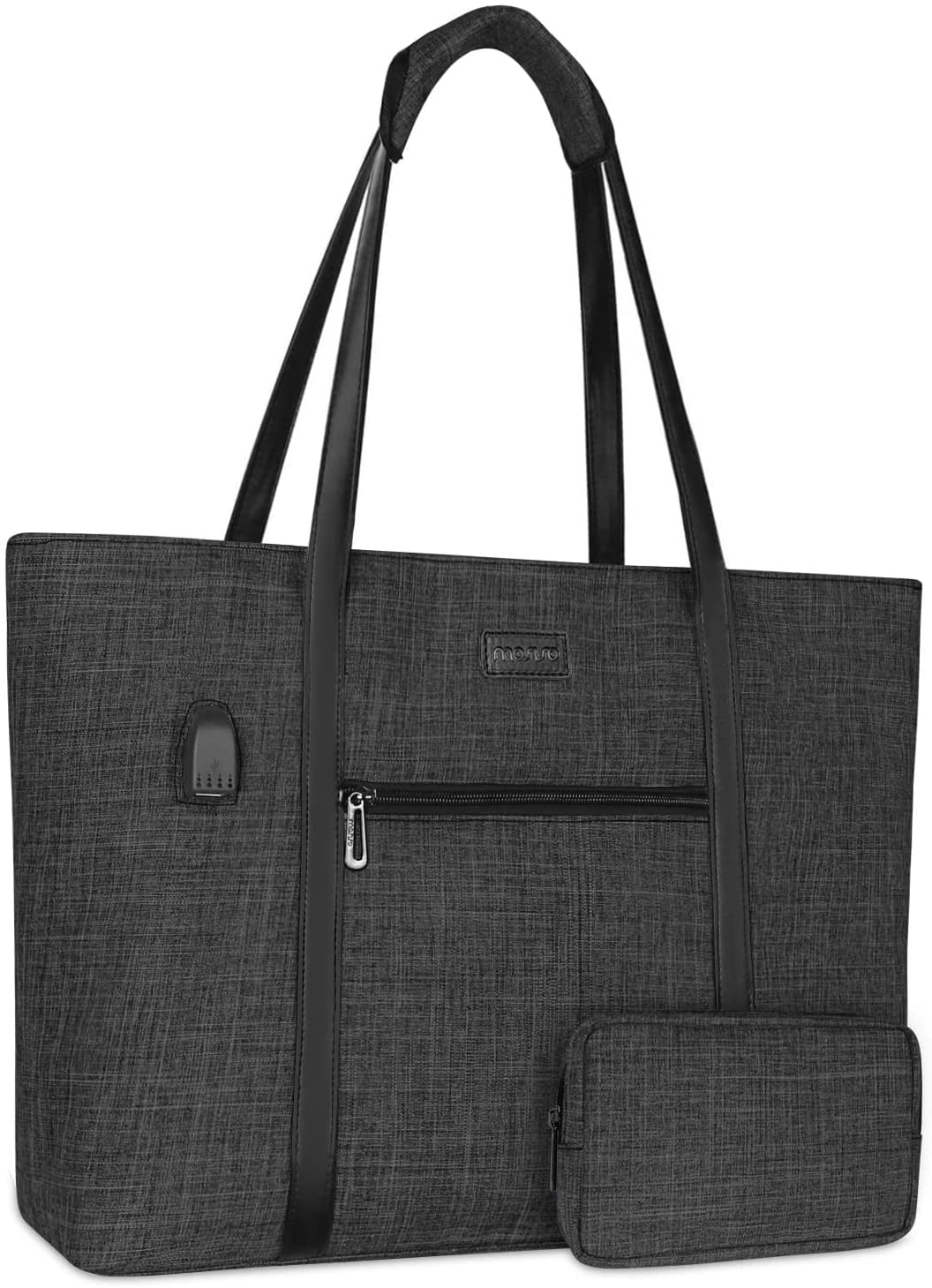Mosiso Usb Charging Port 15 16 Laptop Tote Bag Black