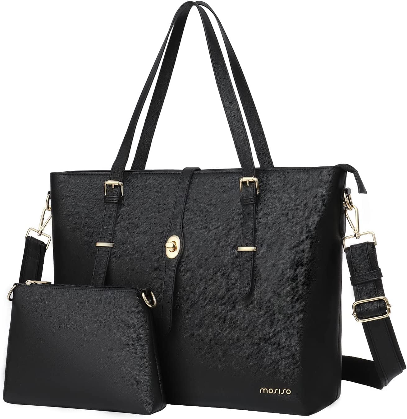Mosiso Laptop Tote Bag For Women 15 15 6 16 Inch Waterproof Pu Leather