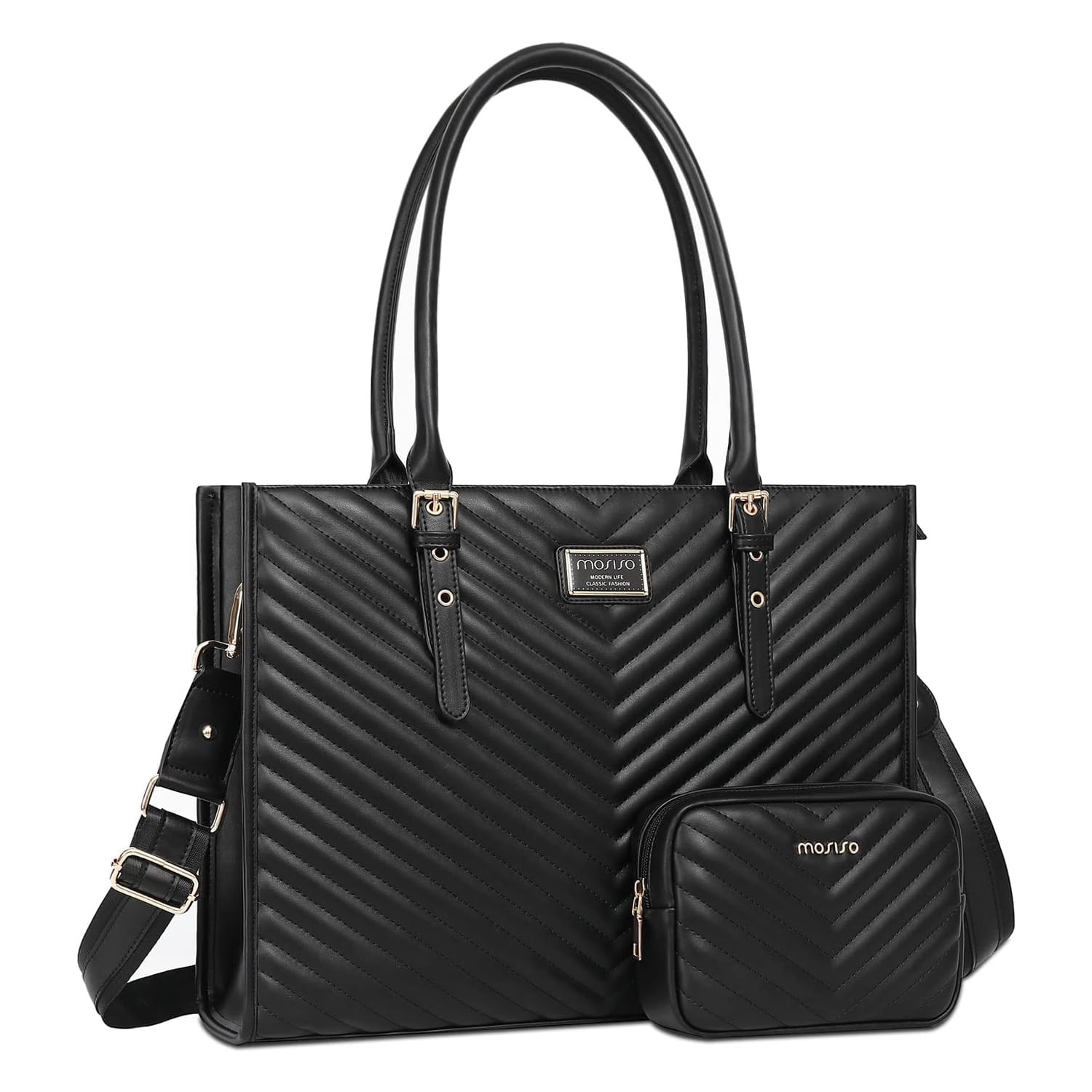 Mosiso Laptop Tote Bag For Women Waterproof Pu Leather Work Computer