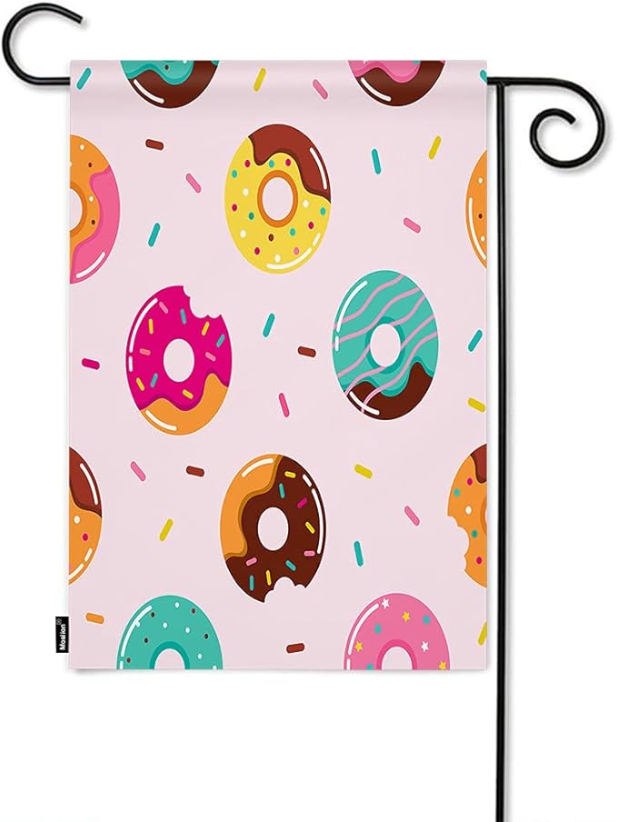 Moslion Donut Garden Flag Sweet Chocolate Donuts Candy with Polka Dot ...