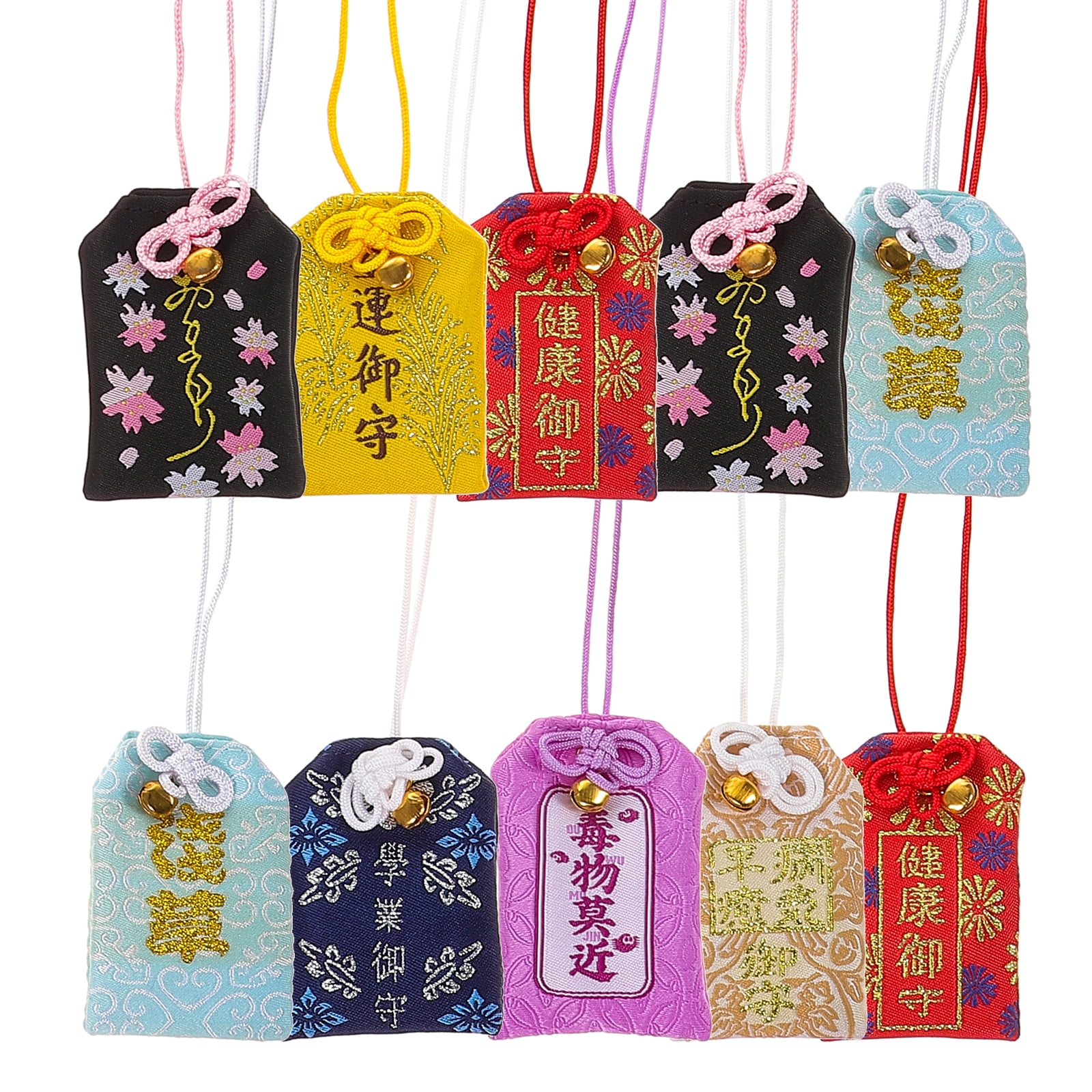 Clispeed 10pcs Japanese Omamori Fortune Amulet Charms Small Blessing ...
