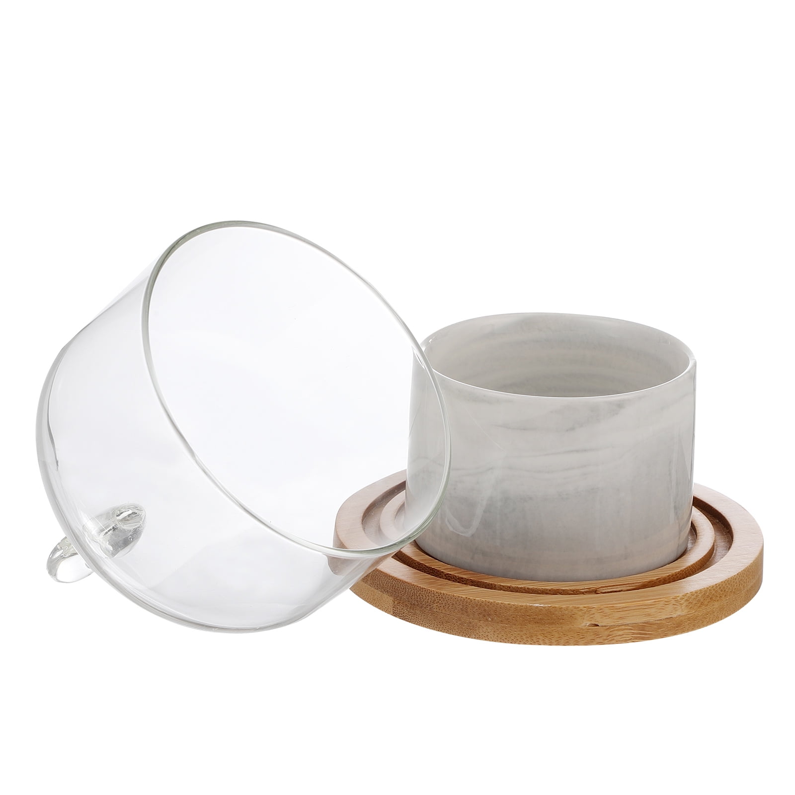 Clispeed Round Candy Jar Timber Airtight Food Preservation 1 Set 8x8x5 ...