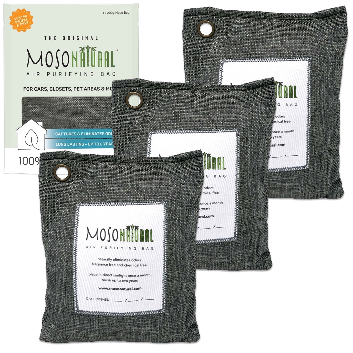 Moso Natural Bamboo Charcoal Air Purifying Bag 200g, Odor Absorber ...