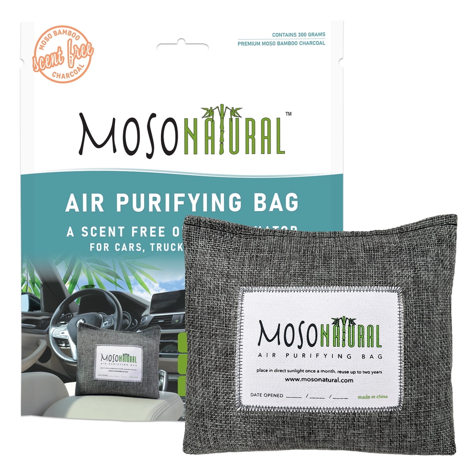 Moso Natural Bamboo Charcoal Car Odor Absorber, Air Freshener, Long ...