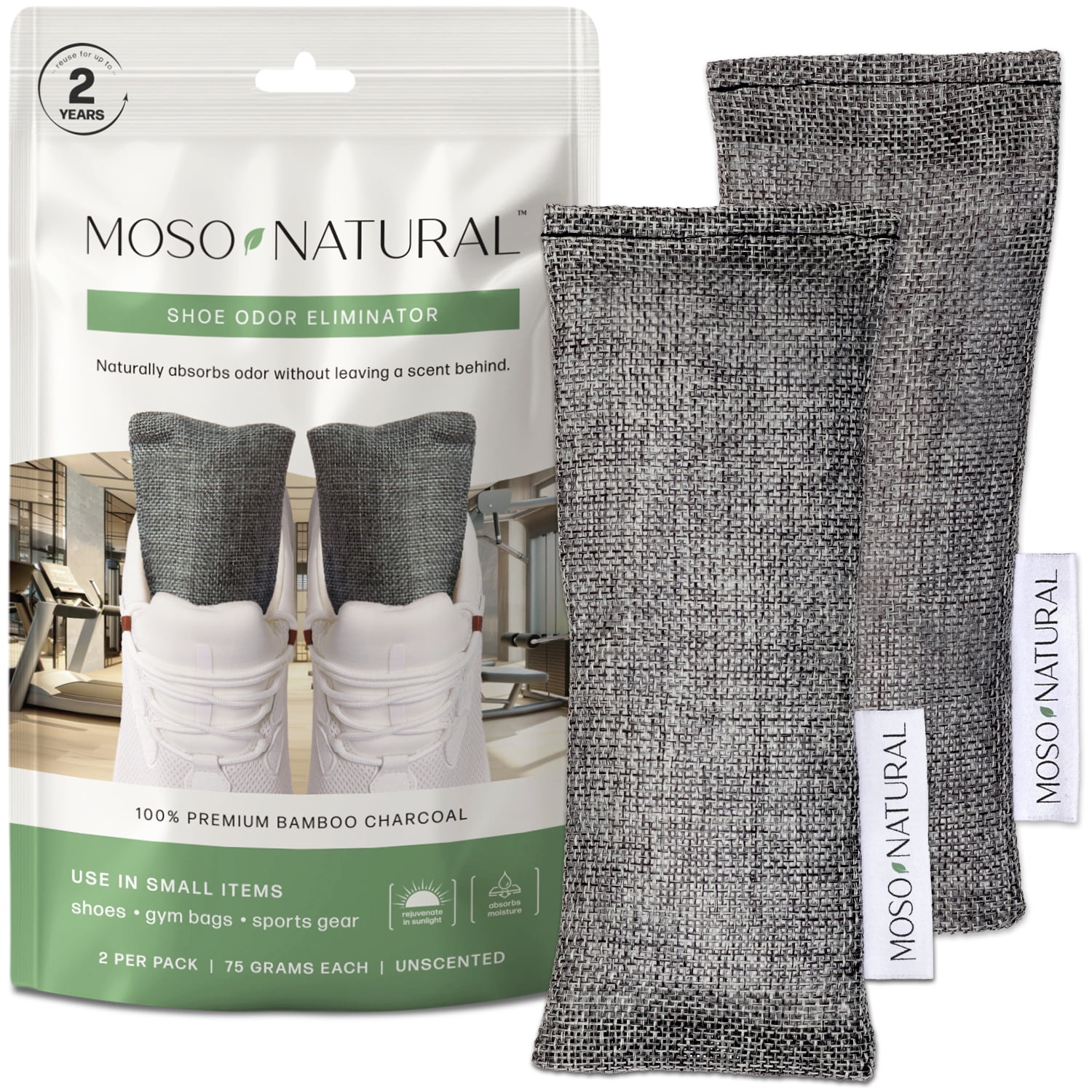Moso Natural Bamboo Charcoal Shoe Deodorizer Inserts, Sneaker Odor ...