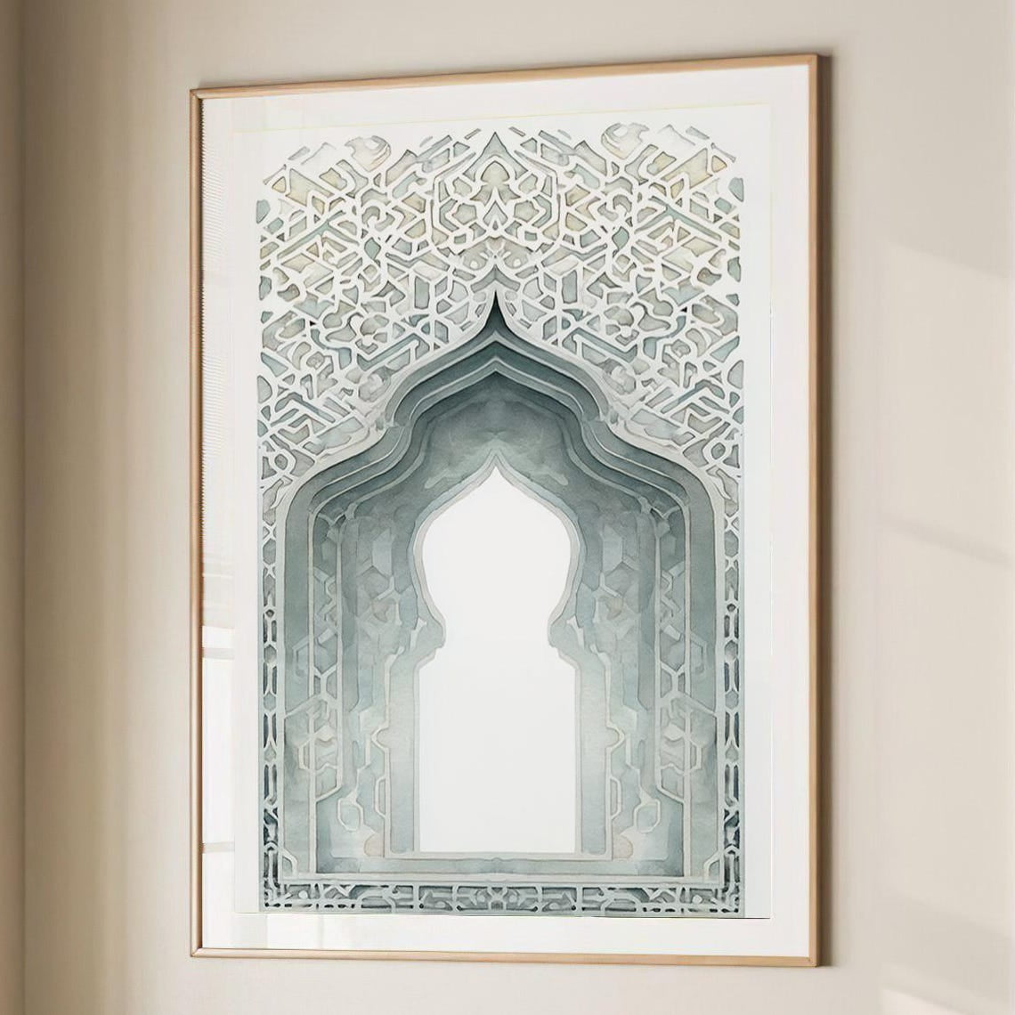 Mosque Arch Neutral Watercolor Print Islamic Wall Art Muslim Poster ...
