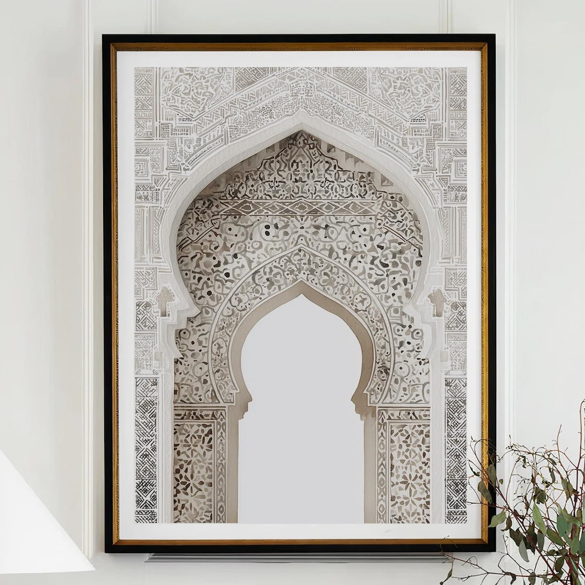 Mosque Arch Neutral Watercolor Print Islamic Wall Art Muslim Poster ...