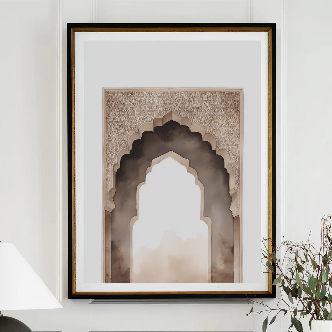 Mosque Arch Neutral Watercolor Print Islamic Wall Art Muslim Poster ...