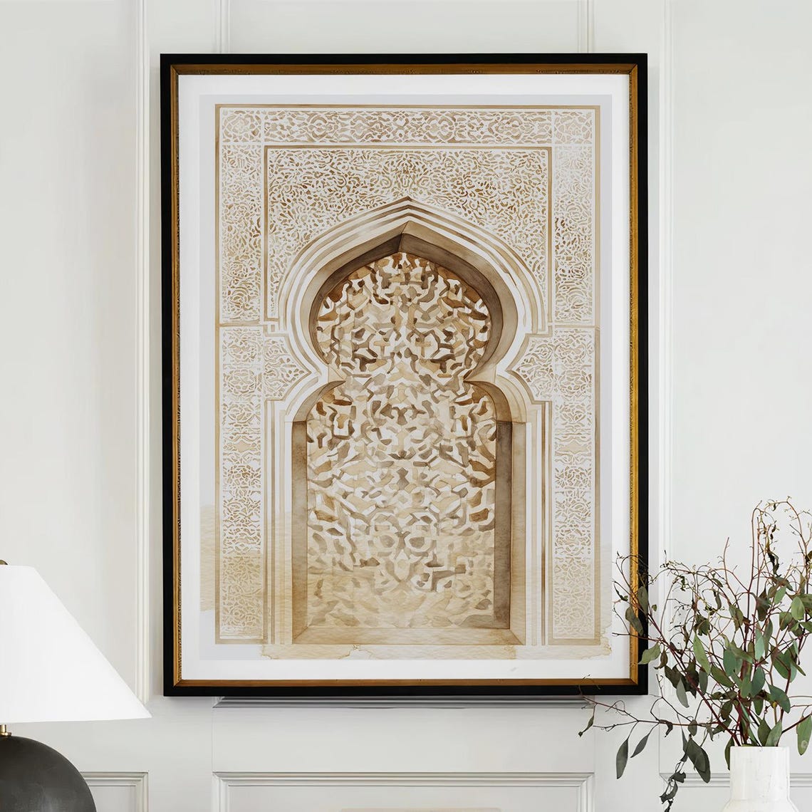 Mosque Arch Neutral Watercolor Print Islamic Wall Art Muslim Poster ...
