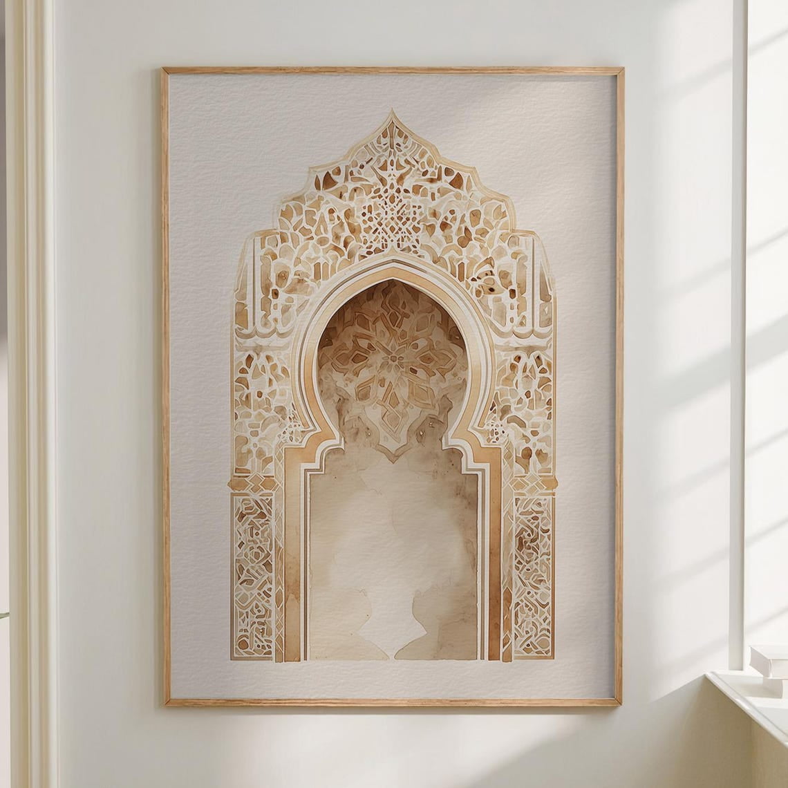 Mosque Arch Neutral Watercolor Print Islamic Wall Art Muslim Poster ...