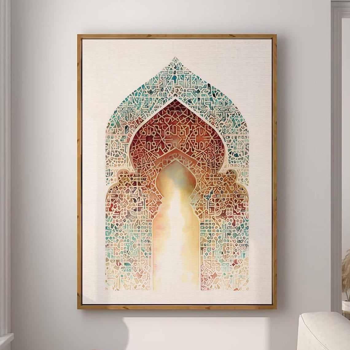 Mosque Arch Watercolor Print Islamic Wall Art Muslim Poster Arabic ...