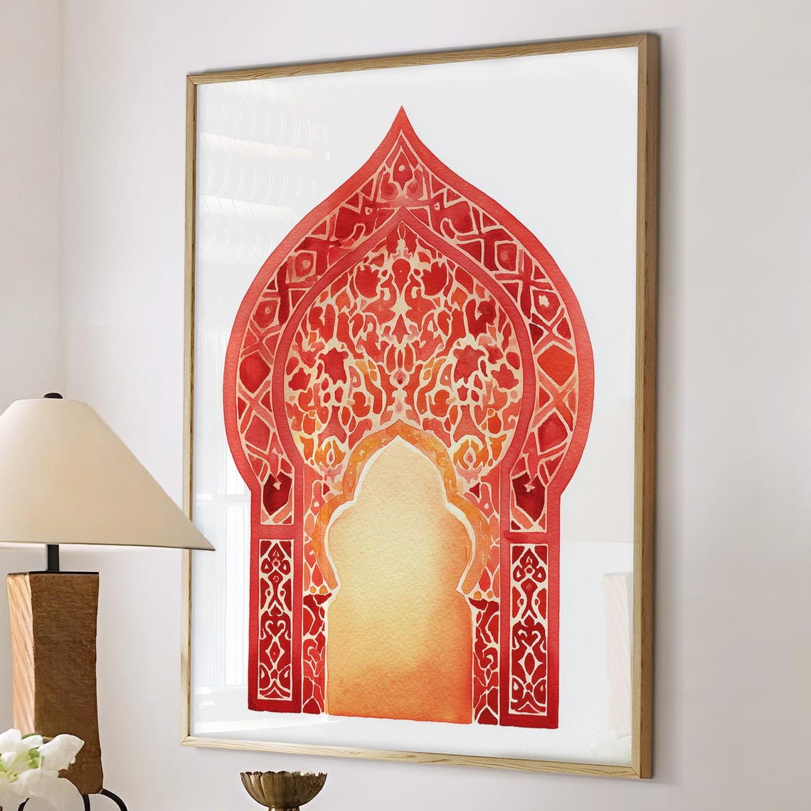 Mosque Arch Watercolor Print Islamic Wall Art Muslim Poster Arabic ...