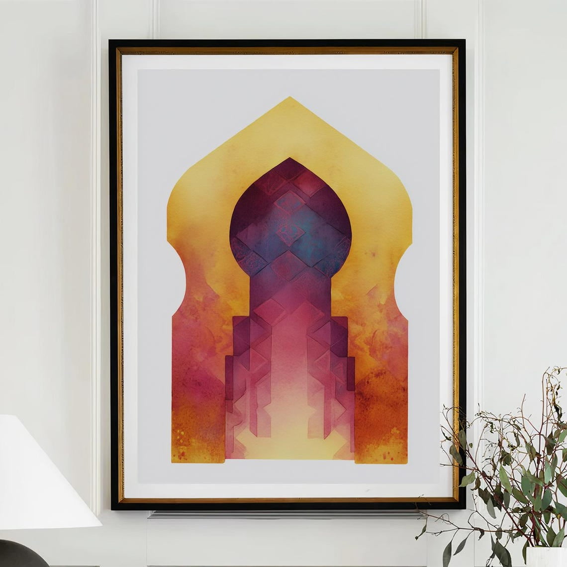 Mosque Arch Watercolor Print Islamic Wall Art Muslim Poster Arabic ...