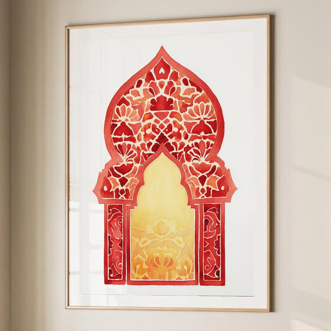 Mosque Arch Watercolor Print Islamic Wall Art Muslim Poster Arabic ...