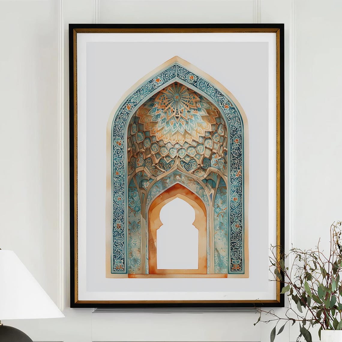 Mosque Arch Watercolor Print Islamic Wall Art Muslim Poster Arabic ...