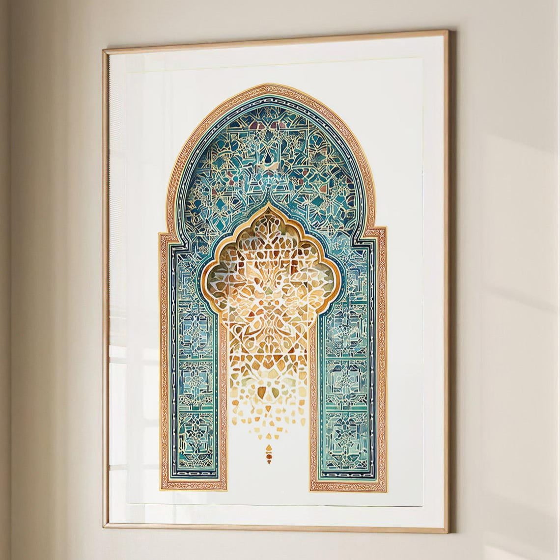 Mosque Arch Watercolor Print Islamic Wall Art Muslim Poster Arabic ...