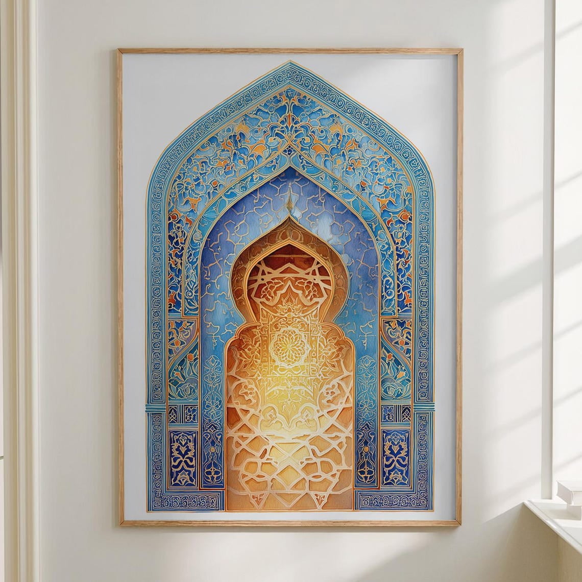 Mosque Arch Watercolor Print Islamic Wall Art Muslim Poster Arabic ...