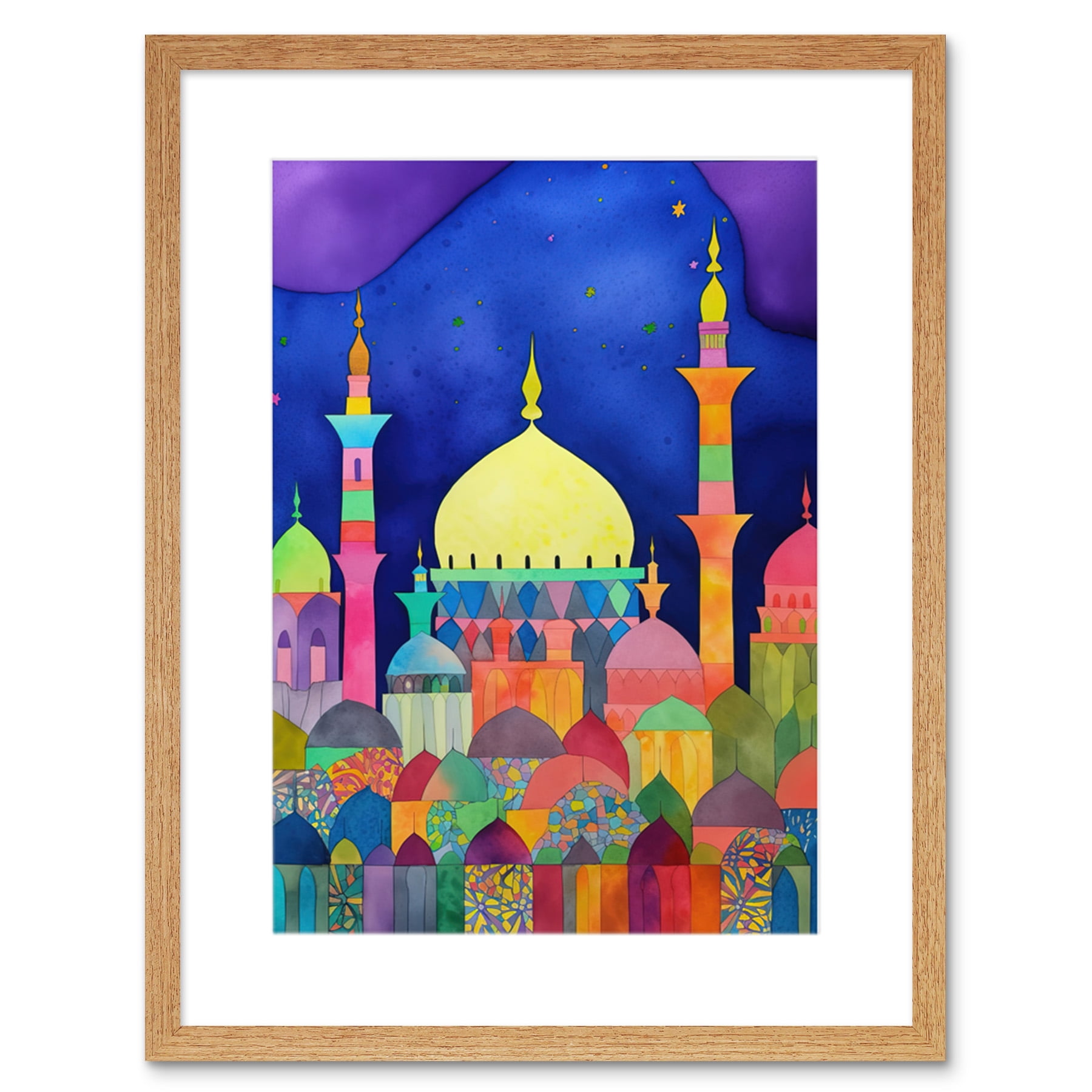 Mosque Cityscape Islam Folk Art Artwork Framed Print Wall Art 9X7 Inch ...