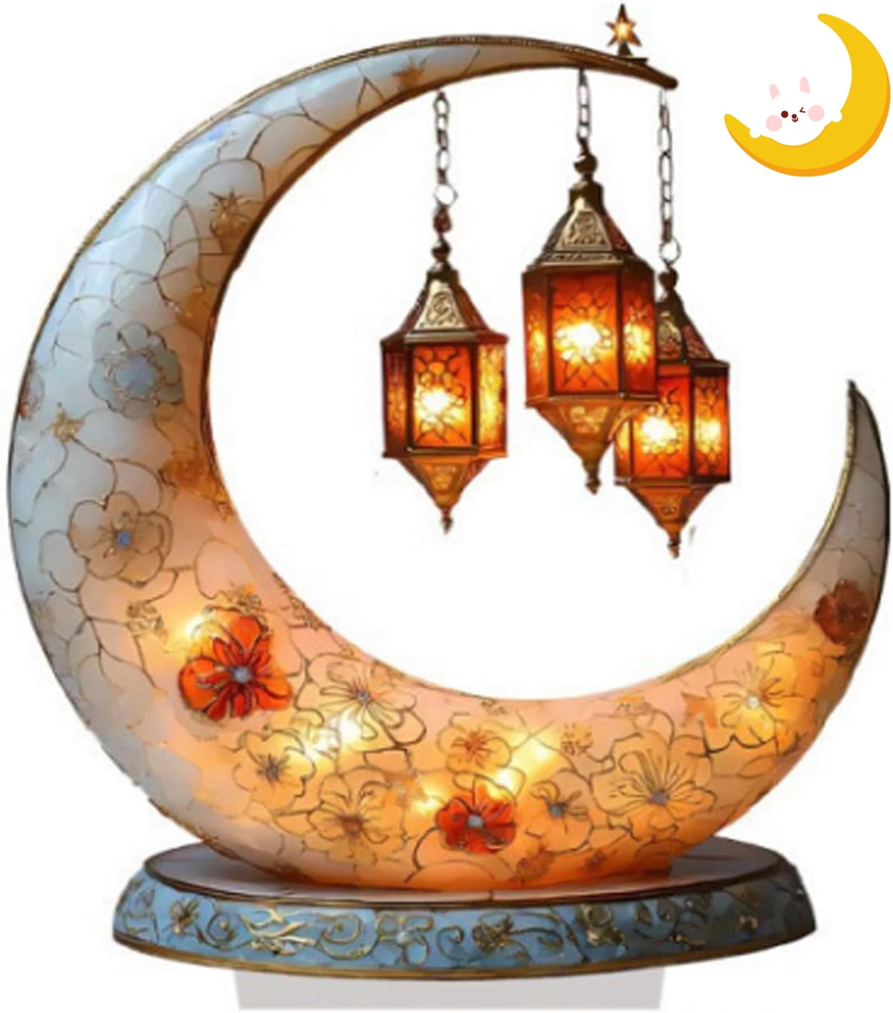 Mosque Moon Lantern, Ramadan Eid Mubarak Ornaments, 2D Crescent and ...