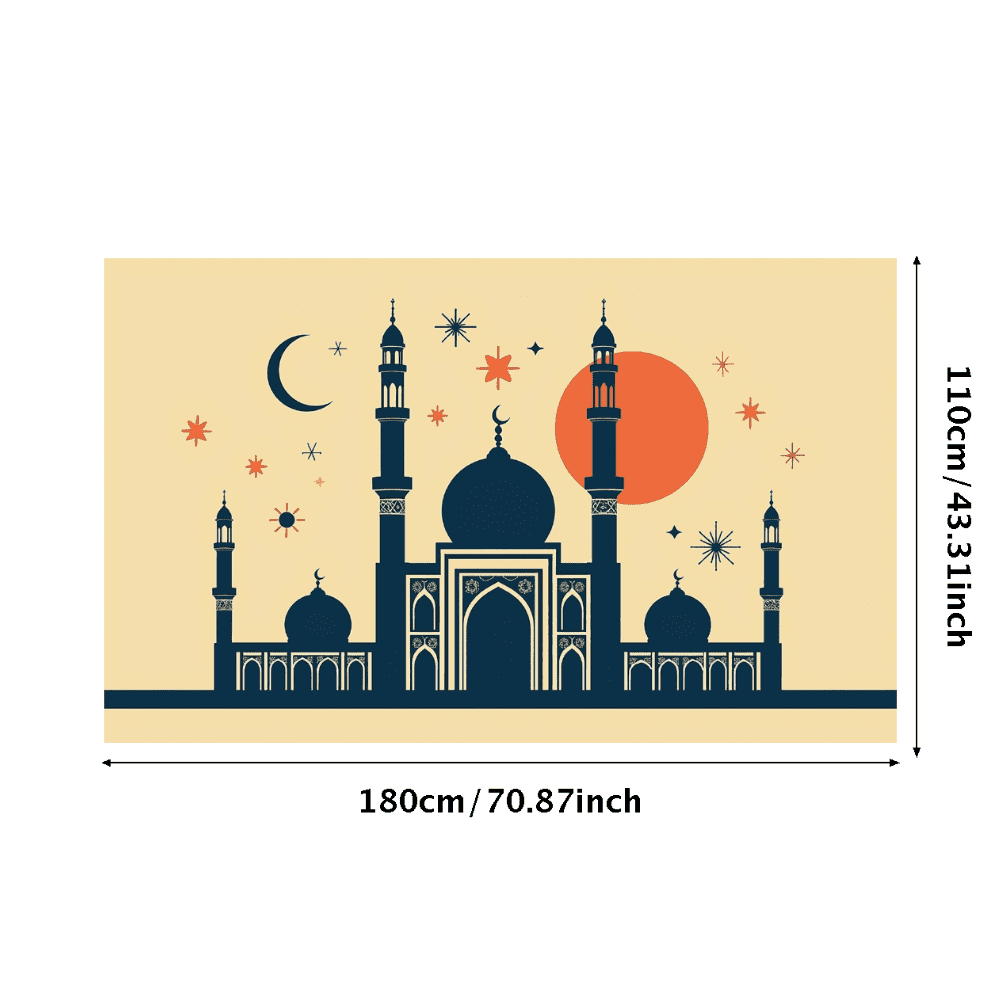 Mosque Night Scene Moon Stars Party Backdrop Banner Ramadan Celebration ...