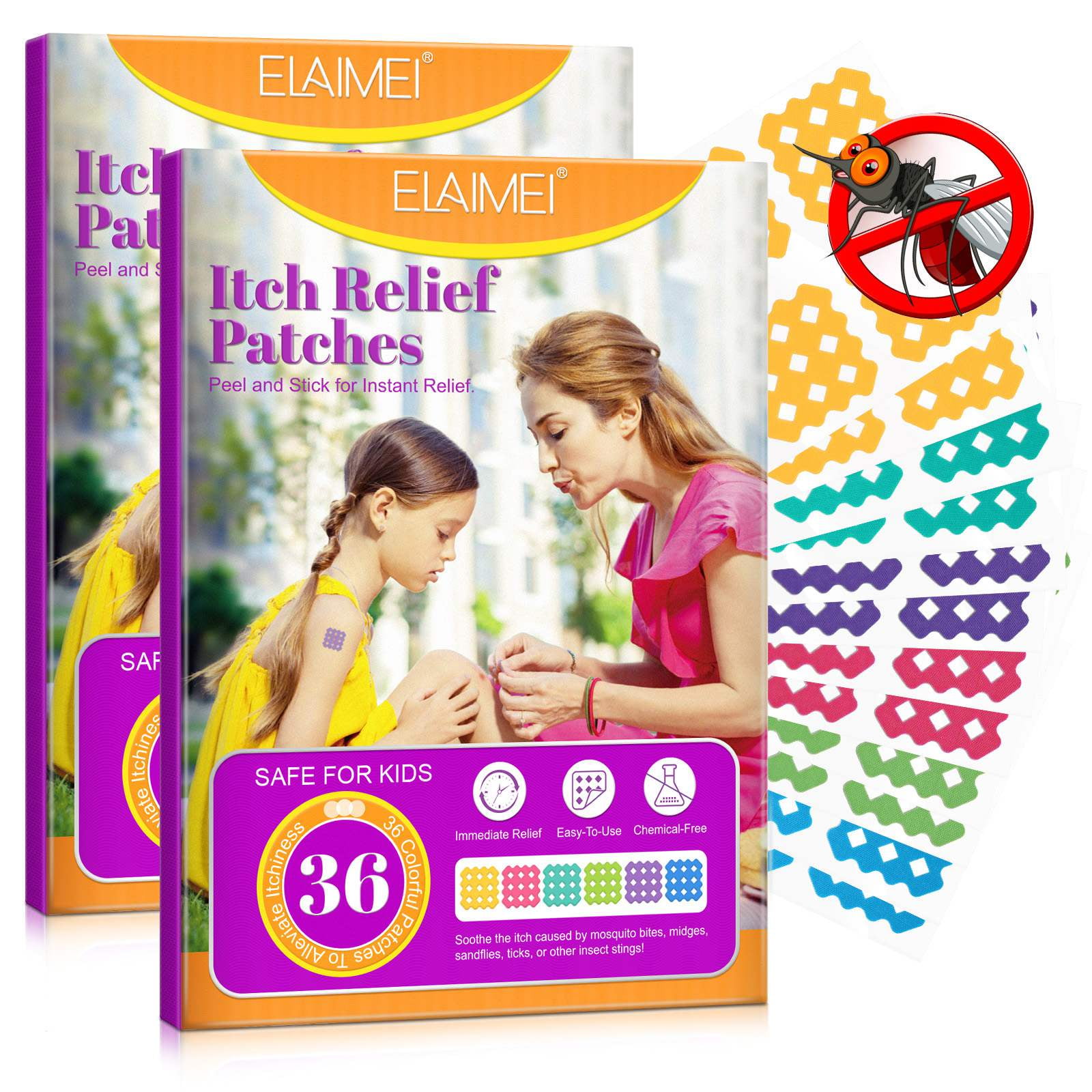 Elaimei Mosquito Bite Relief Patches, Waterproof, Itch and Swell Care ...