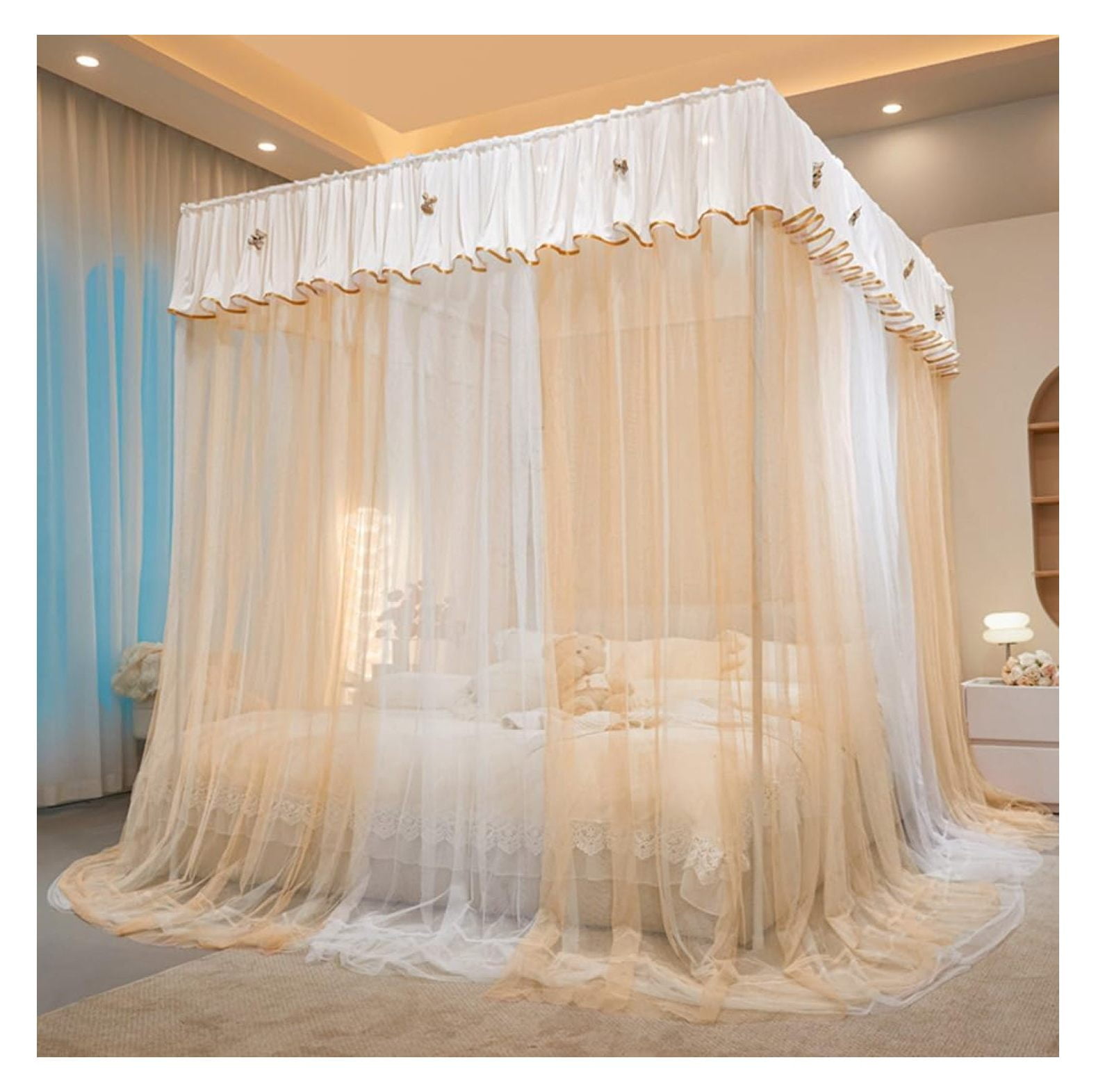 Mosquito Canopy Net for Bed Luxury Canopy Netting 4 Corners Post Bed ...