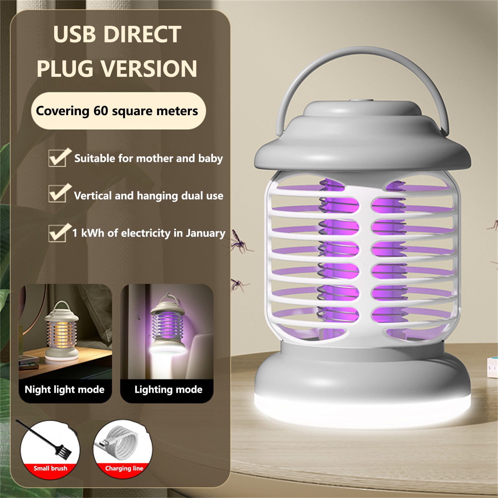 Mosquito For Indoor & Outdoor, 3 In 1 Solar Charging Mosquito With USB ...