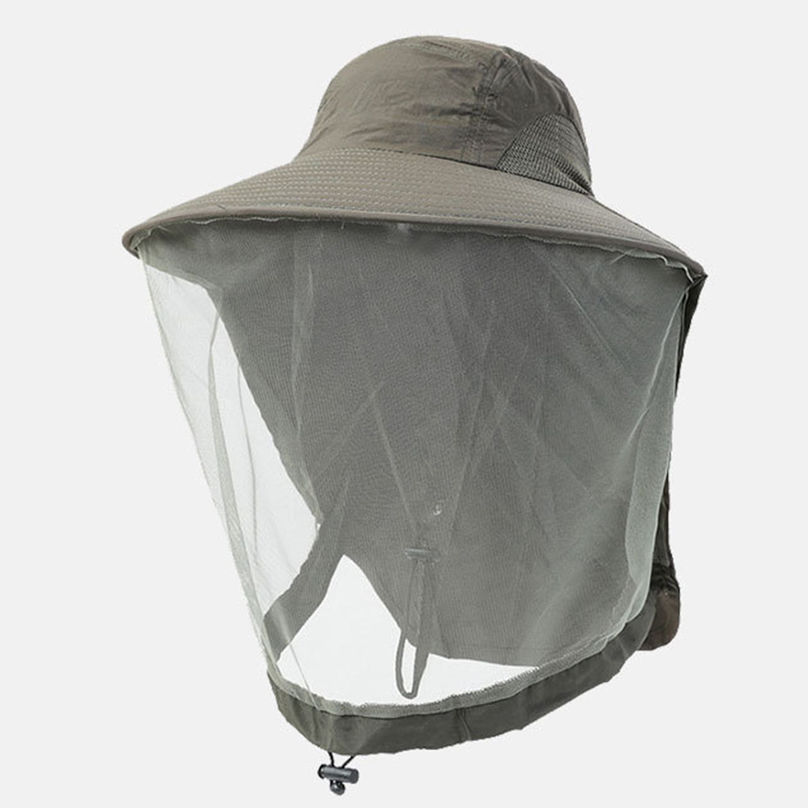 Mosquito Head Net Hat,Full-Mesh Cap with Drawstring Windproof Sun ...