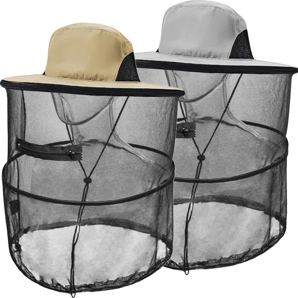 Mosquito Head Net Hat Sun Hats with Removable Mosquito Net Mesh Cover ...