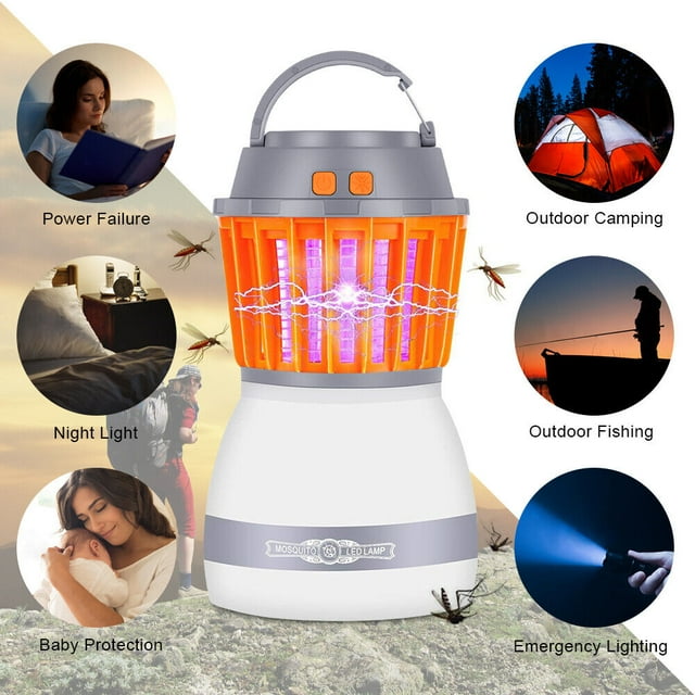 Mosquito Killer Lamp Outdoor Camping Light LED Rechargeable Fly Insect ...