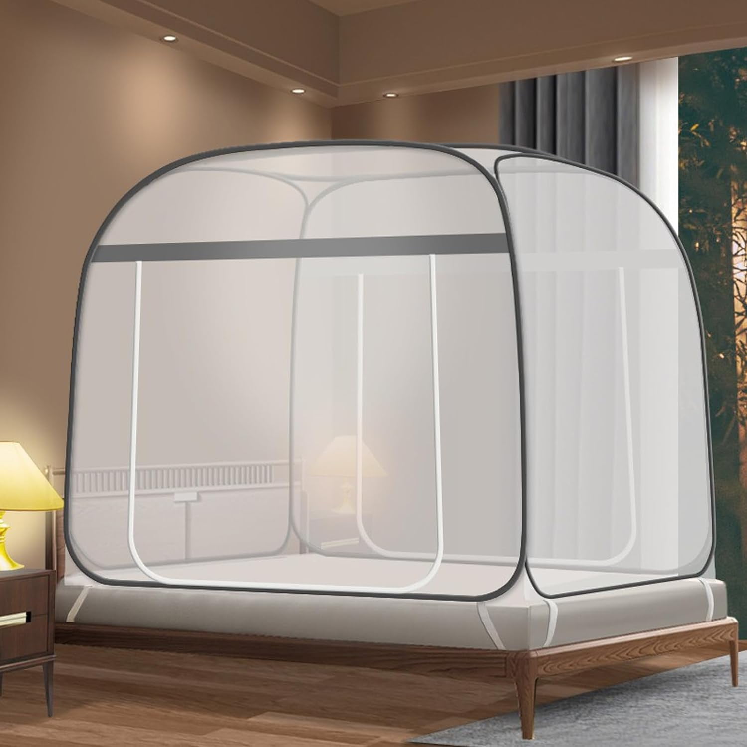 Mosquito Net for Bed, Portable pop up Mosquito Netting with Bottom, Free Installation-Suitable ...