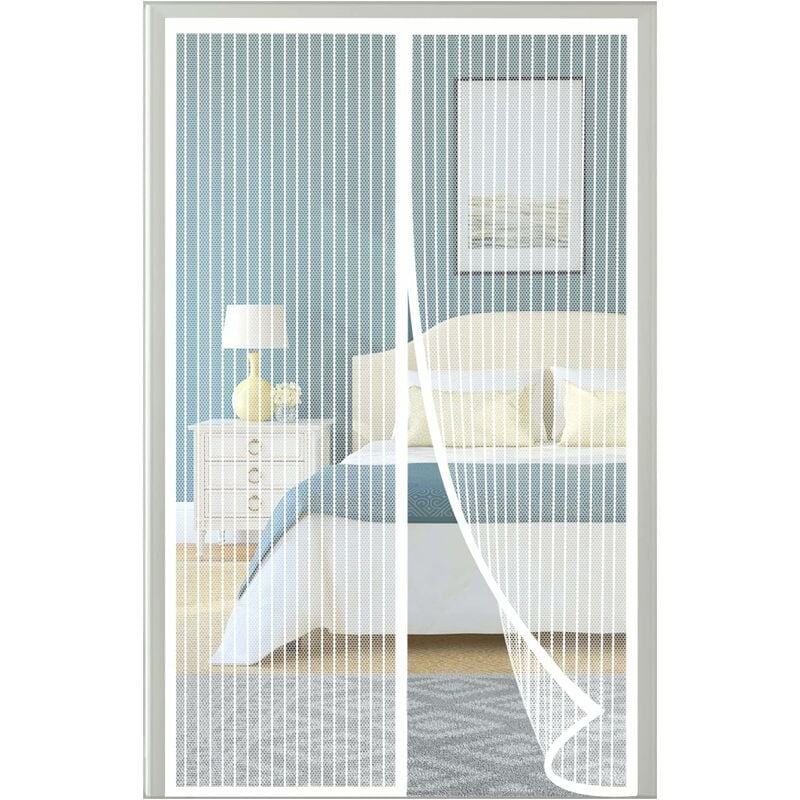 Mosquito Net Door Window, 120x210 CM Magnetic Window Mosquito Net White ...