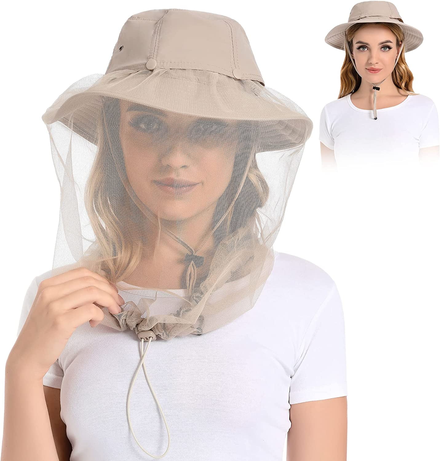 Mosquito Net Hat with Hidden Netting UPF 50+ Sun Protection - Walmart.com