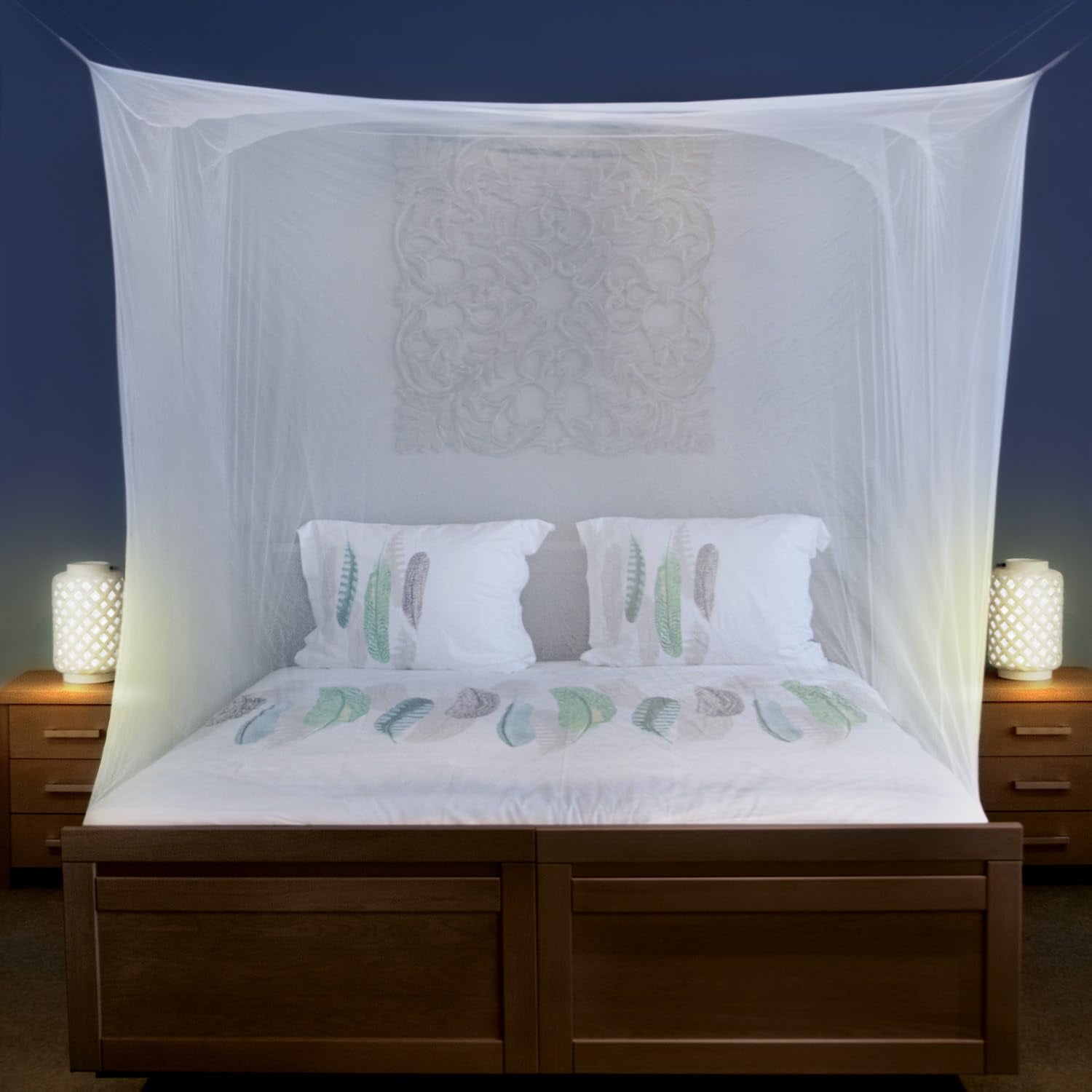 Mosquito Net for Single to King-Sized Beds - No Openings & 6 Hanging ...