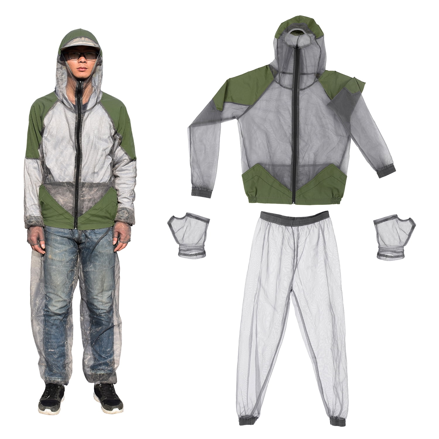 Aibecy Mosquito Repellent Suit, Hooded Jacket, Pants, Gloves, Fishing ...