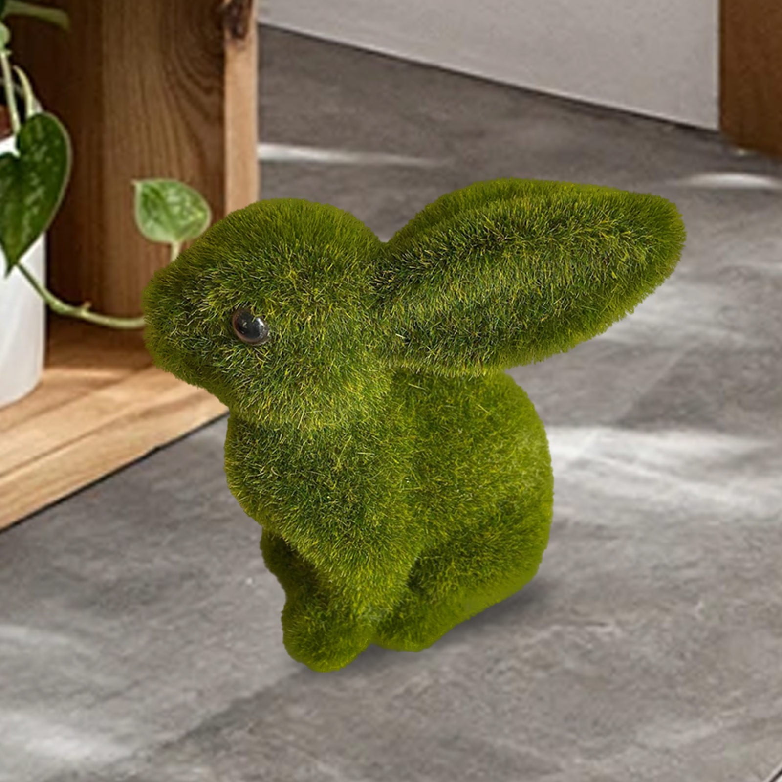Moss-Covered Flocked Bunnies - Artificial Rabbit Figurines for Easter ...