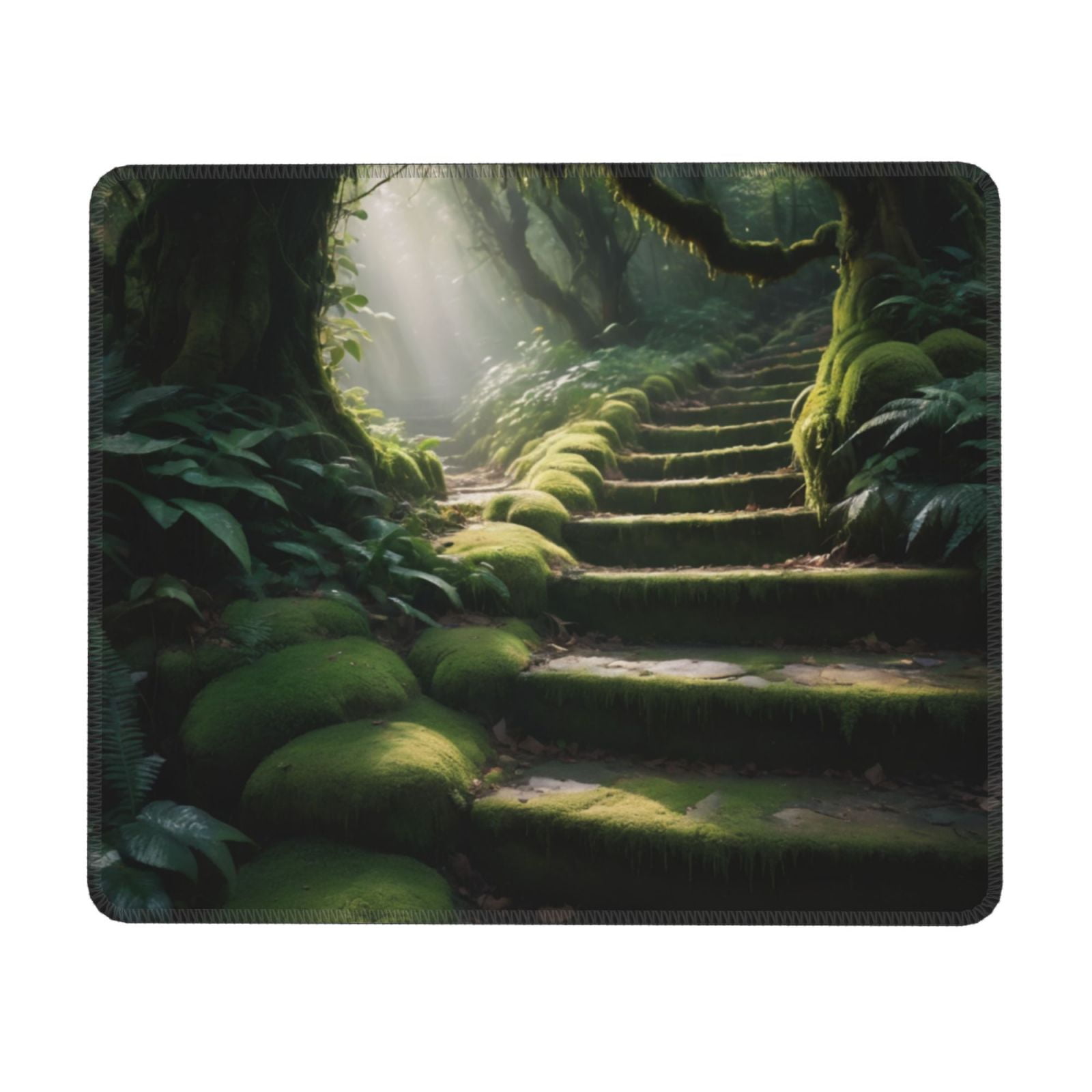 Moss-Covered Stone Steps in Forest Square mouse pad, personalized mouse ...