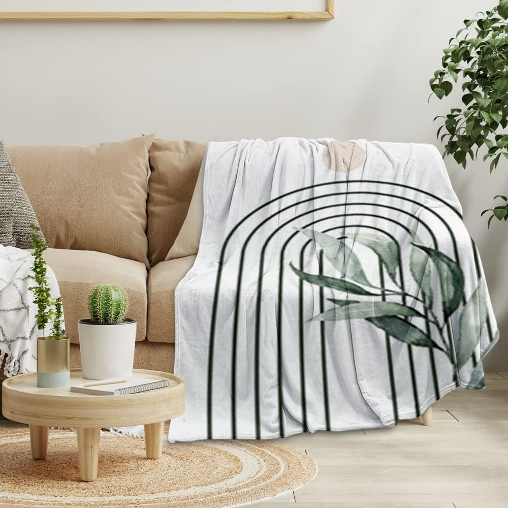 Moss Green Boho Mid Century Abstract Throws Blankets Modern Throw ...
