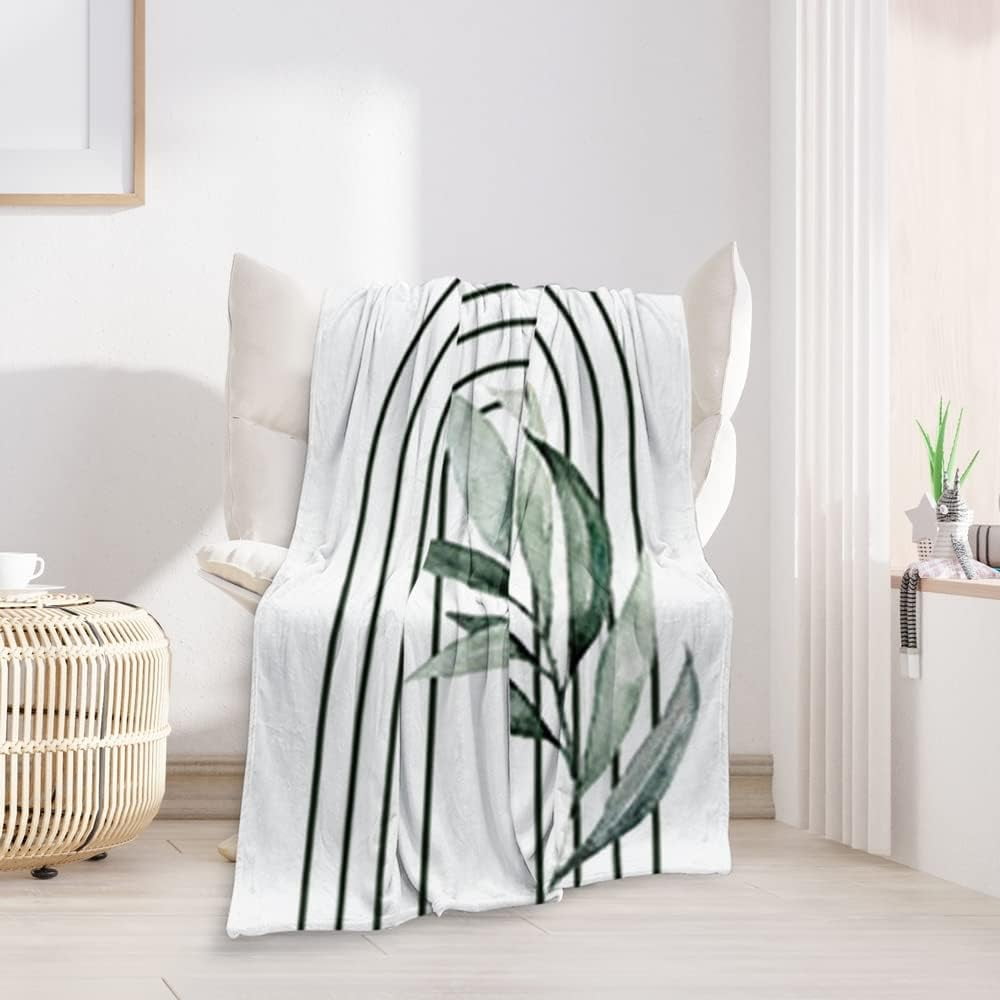 Moss Green Boho Mid Century Abstract Throws Blankets Modern Throw ...