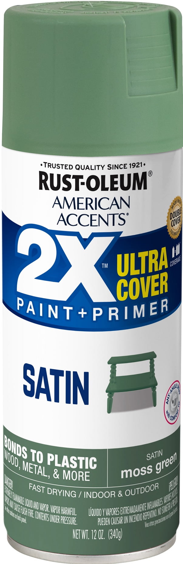 Rust-Oleum Moss Green Spray Paint 12 oz Satin Finish Double Cover ...