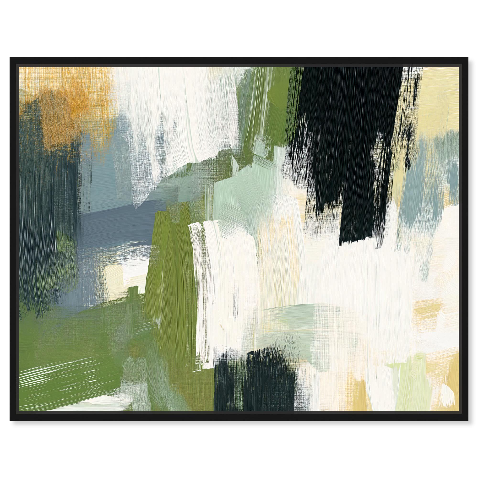 Moss Layers I Canvas Abstract Wall Decor by Art Remedy, Black Frame, 24 ...