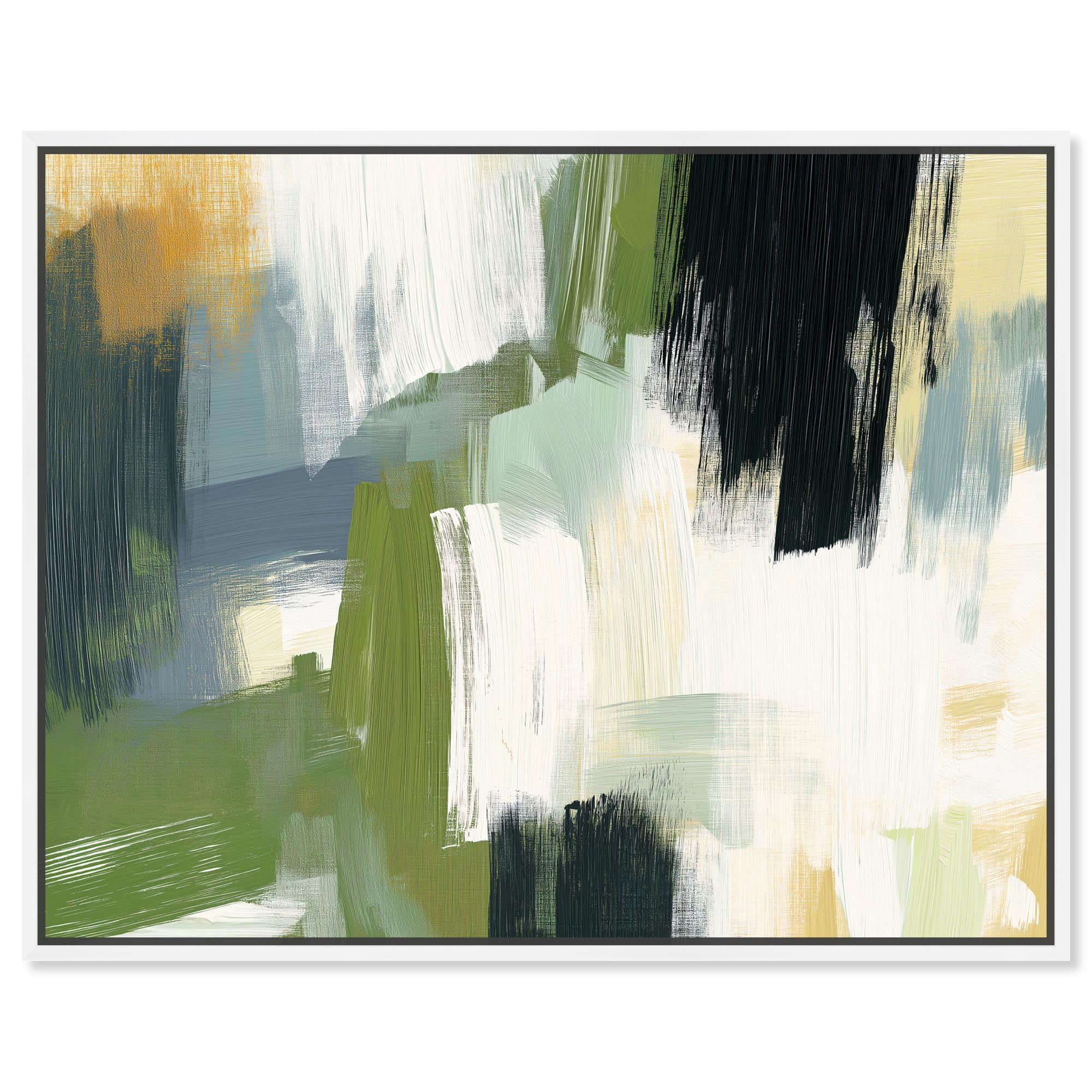 Moss Layers I Canvas Abstract Wall Decor by Art Remedy, White Frame, 36 ...