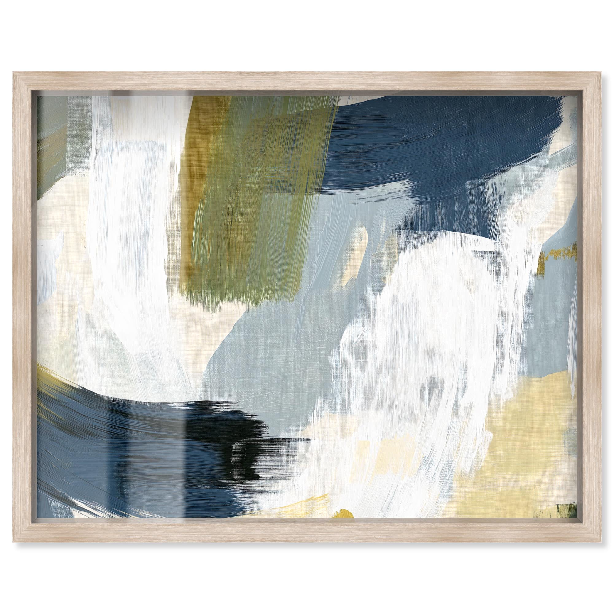 Moss Layers II Shadowbox Print Abstract Wall Decor by Art Remedy, Blonde Frame, 24 x 20 ...