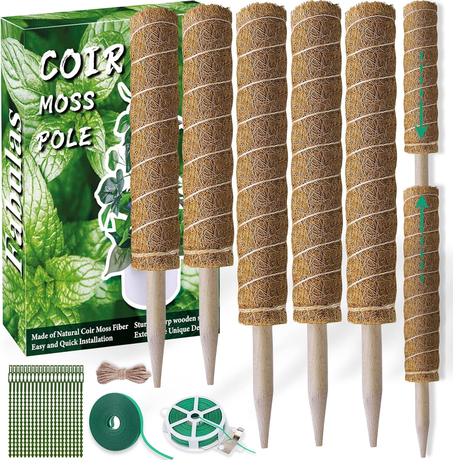 Moss Pole 58.7 Inch - Monstera Plant Support 5 Pack, 17.5" and 12 ...