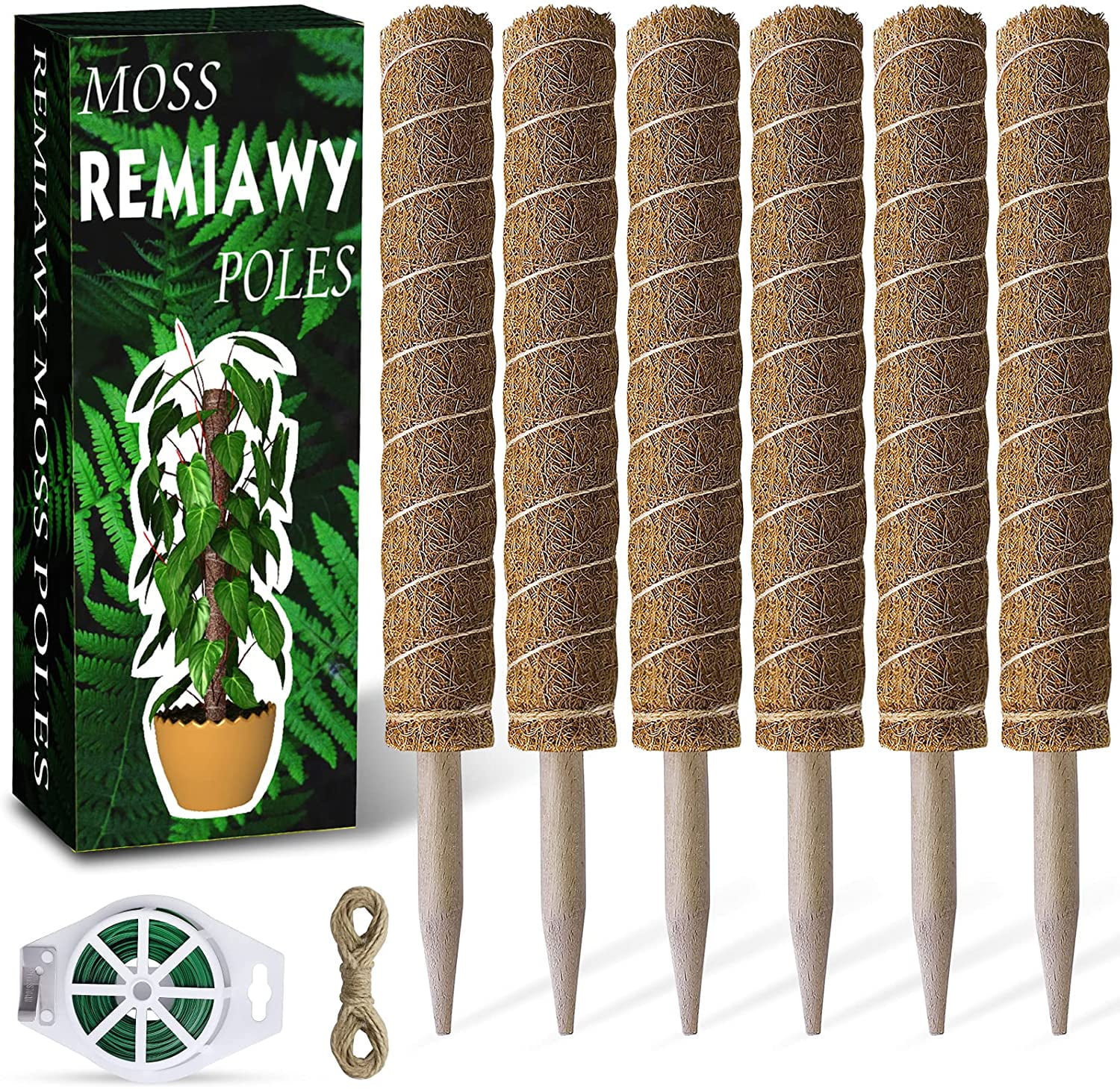 Moss Pole 68 Inch, 6 Pack Plant Moss Pole for Plants Monstera, 15.6 ...