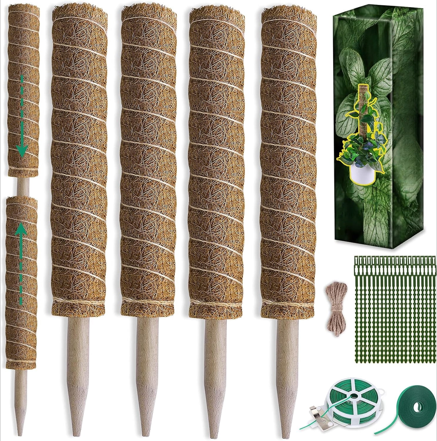 Moss Pole - Monstera Plant Support, Plant Stakes for Indoor Plants Coco ...