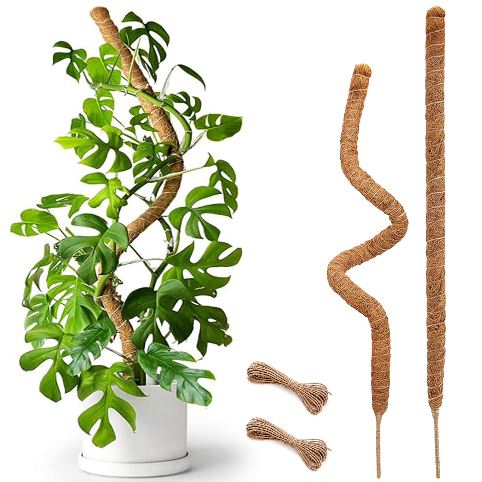 Moss Pole for Plants 25 Inch 2 Pack, Bendable Coconut Coir Stake for ...